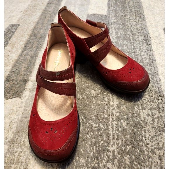 Jambu | Shoes | Jambu Red Suedeleather Scarlet Maryjane Style Lasercut ...